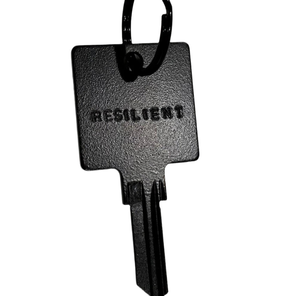 RESILIENT Matte Black Keychain – Little Rebels with a Cause